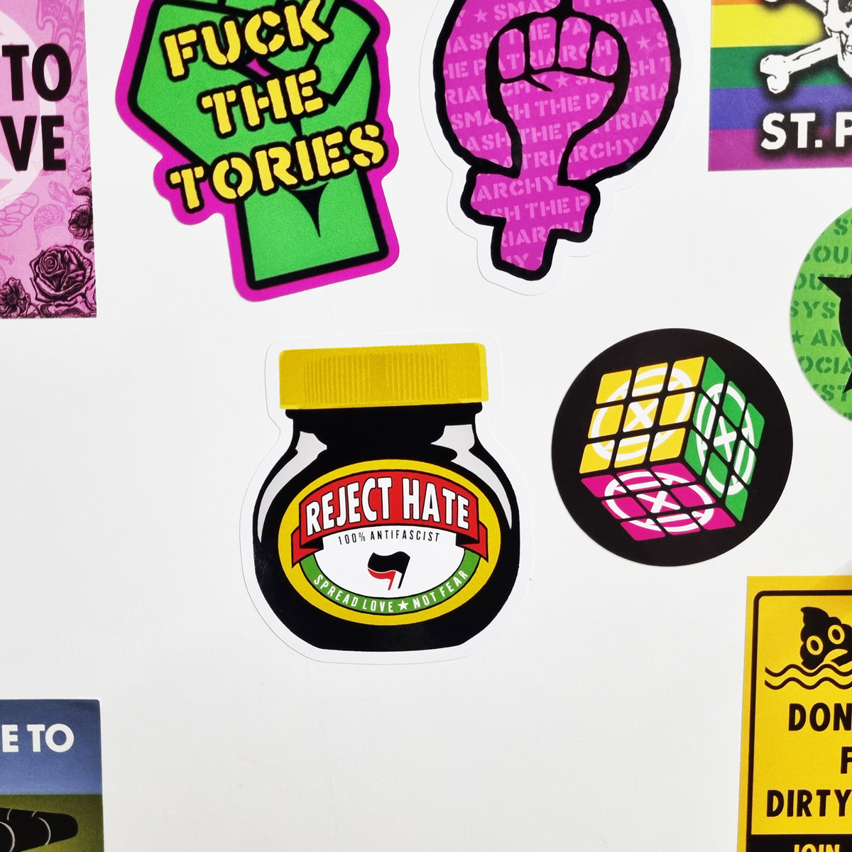 Reject Hate Shaped Vinyl Sticker – Heavy Manners Artivism