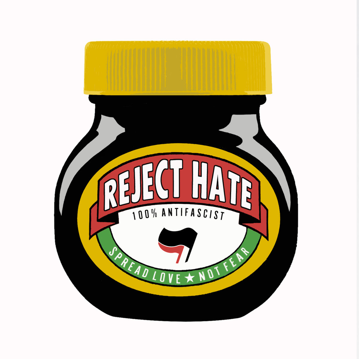 Reject Hate Shaped Vinyl Sticker – Heavy Manners Artivism