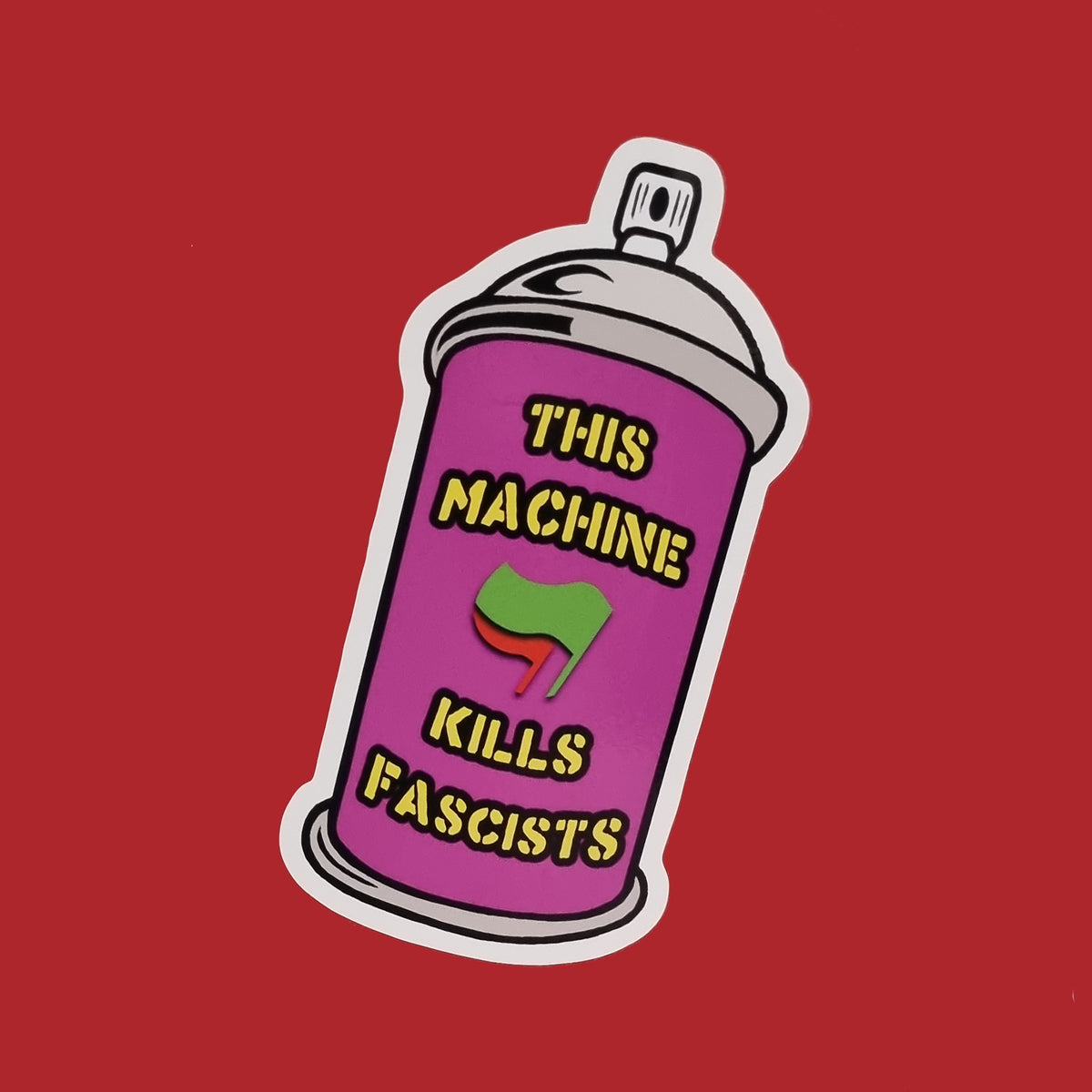 This Machine Kills Fascists Shaped Vinyl Sticker – Heavy Manners Artivism